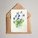 Watercolor Violet Flowers Card. Blue Flowers Note Blank. - Etsy