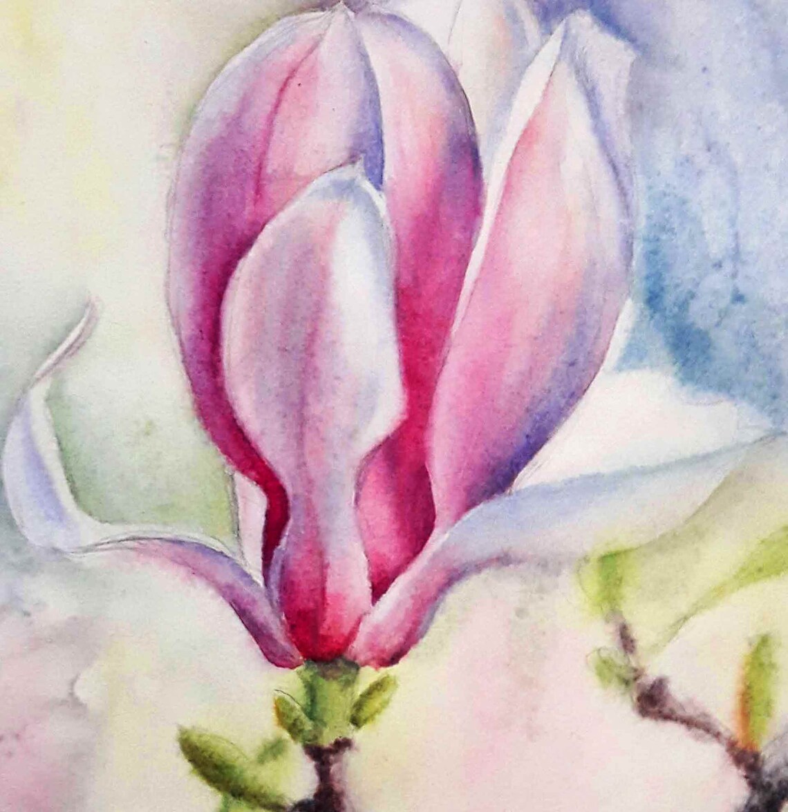 Magnolia Leinwandmalerei. Rosa Magnolien Blume Kunstdruck - Etsy.de