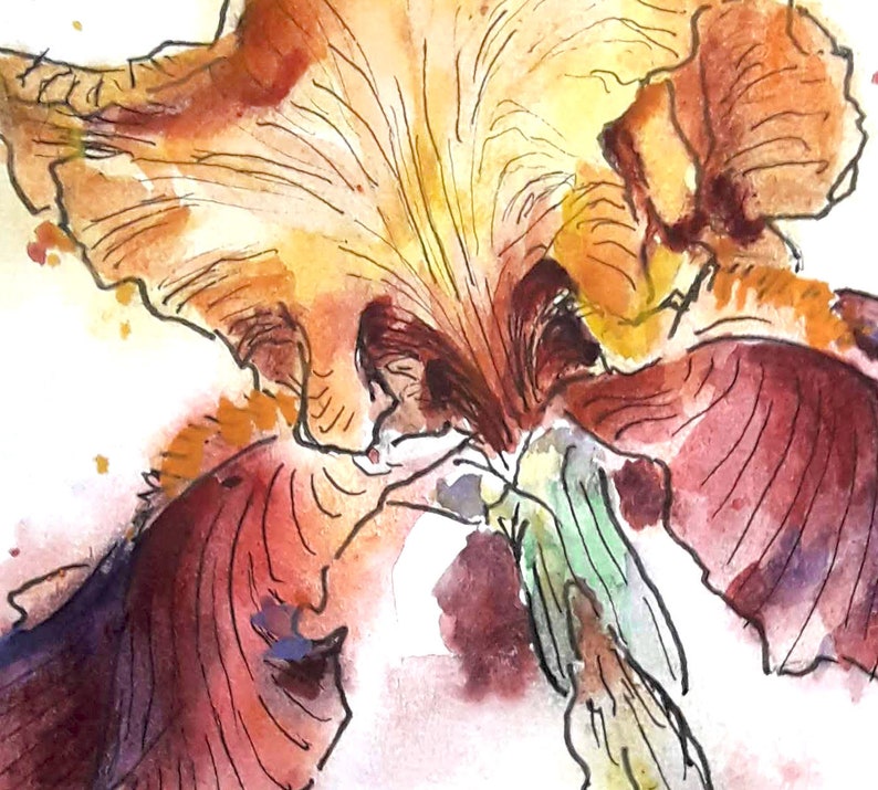 Watercolor Iris Flowers Printable Card. Iris Greeting Card - Etsy