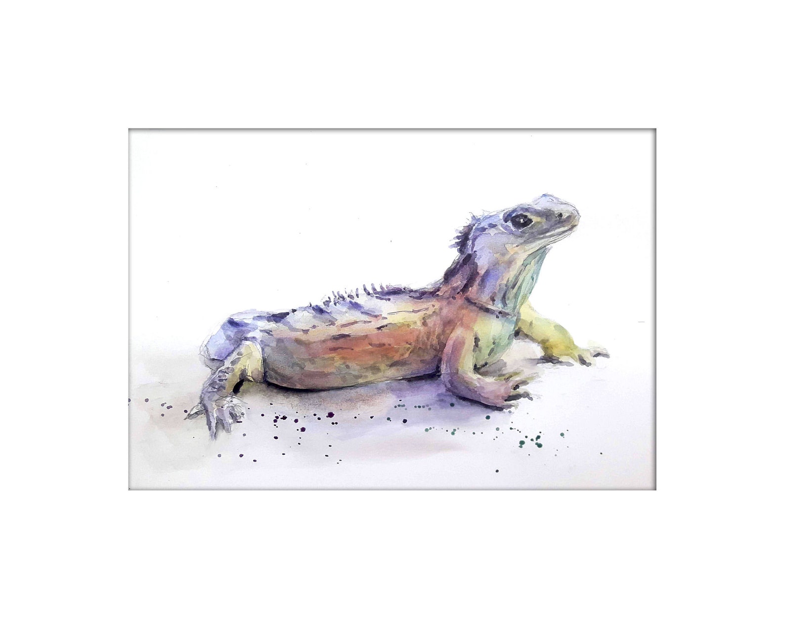 Watercolor Rainbow Lizard Card. Greeting Printable Note Blank. - Etsy