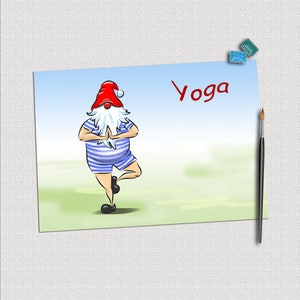Gnome Yoga Vector PNG Clipart. Gnome Printable Postcard - Etsy