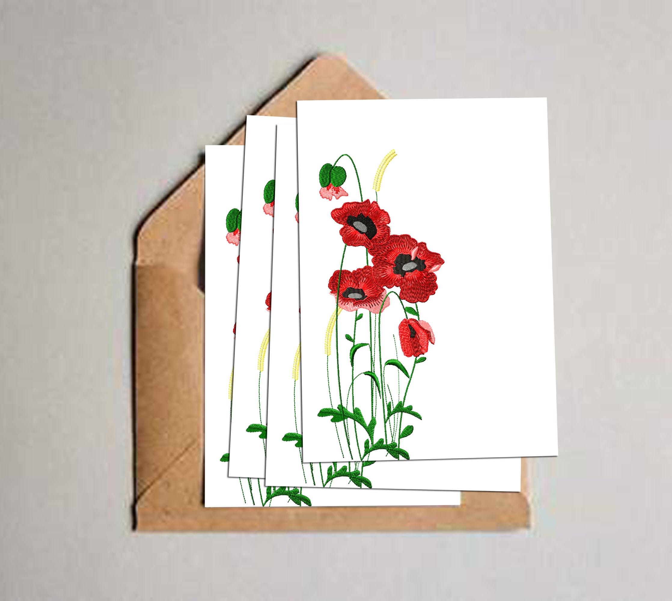 Poppies Printable Card. Red Flowers Note Blank. PNG, JPG Clipart - Etsy