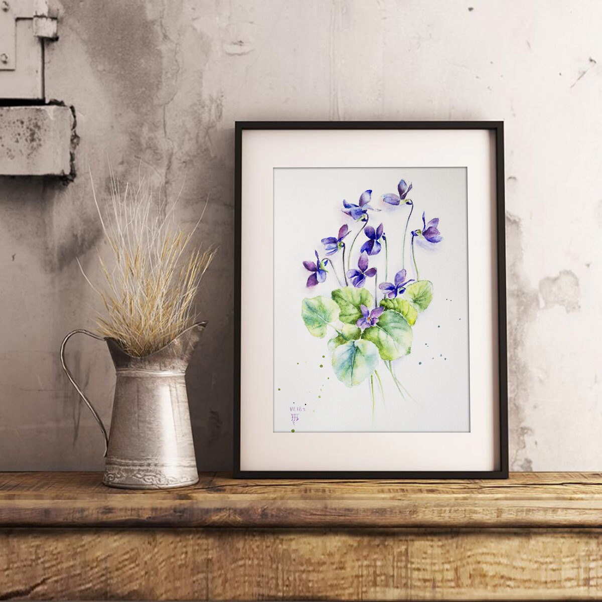 Watercolor Violet Flowers Card. Blue Flowers Note Blank. - Etsy