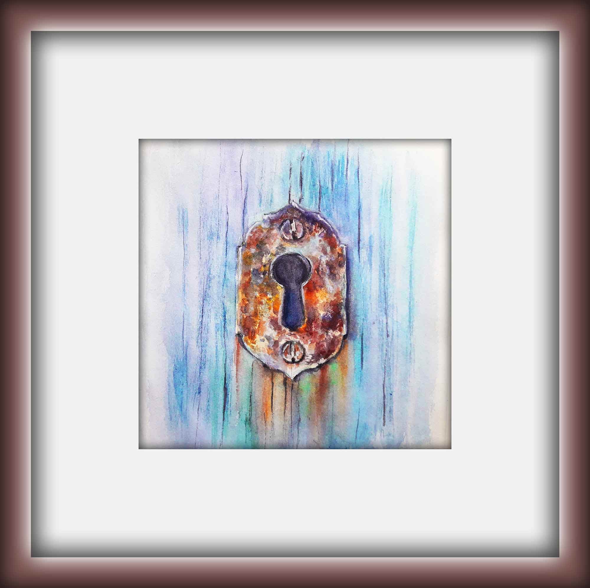 Old Door Wall Art . Old Lock Original Painting - Etsy