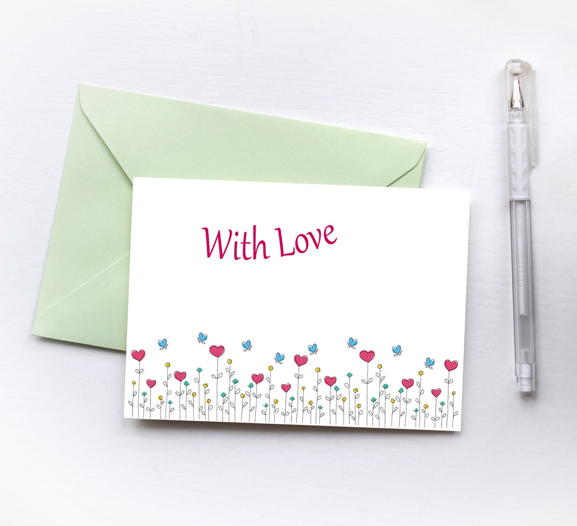 Herz-Postkarte. Herz-Notiz-Karte. Handgeschriebene druckbare | Etsy