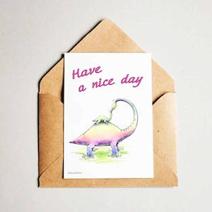 Watercolor Dinosaur Printable Blank Card, Greeting Card. PNG, JPG ...