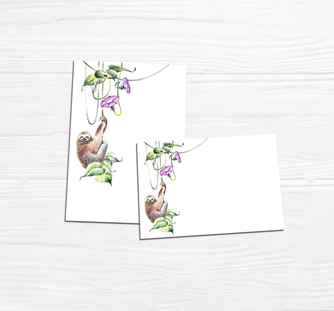 Sloth Greeting Postcard. Sloth Printable Note Blank. - Etsy