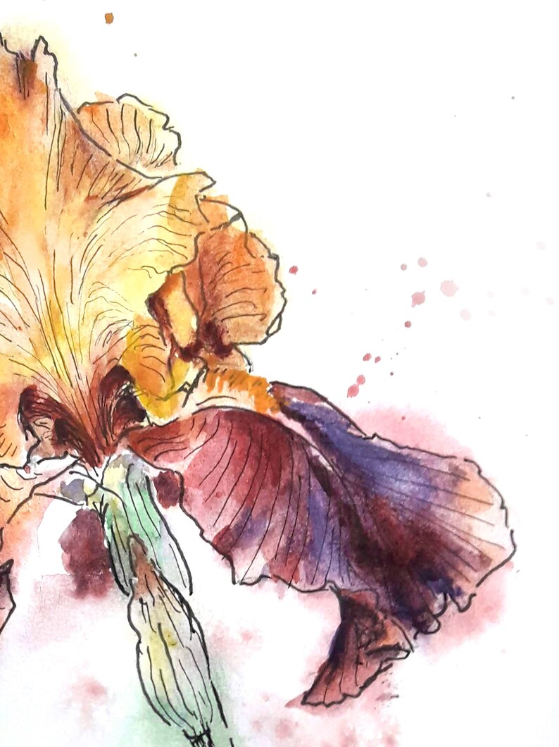 Watercolor Iris Flowers Printable Card. Iris Greeting Card - Etsy