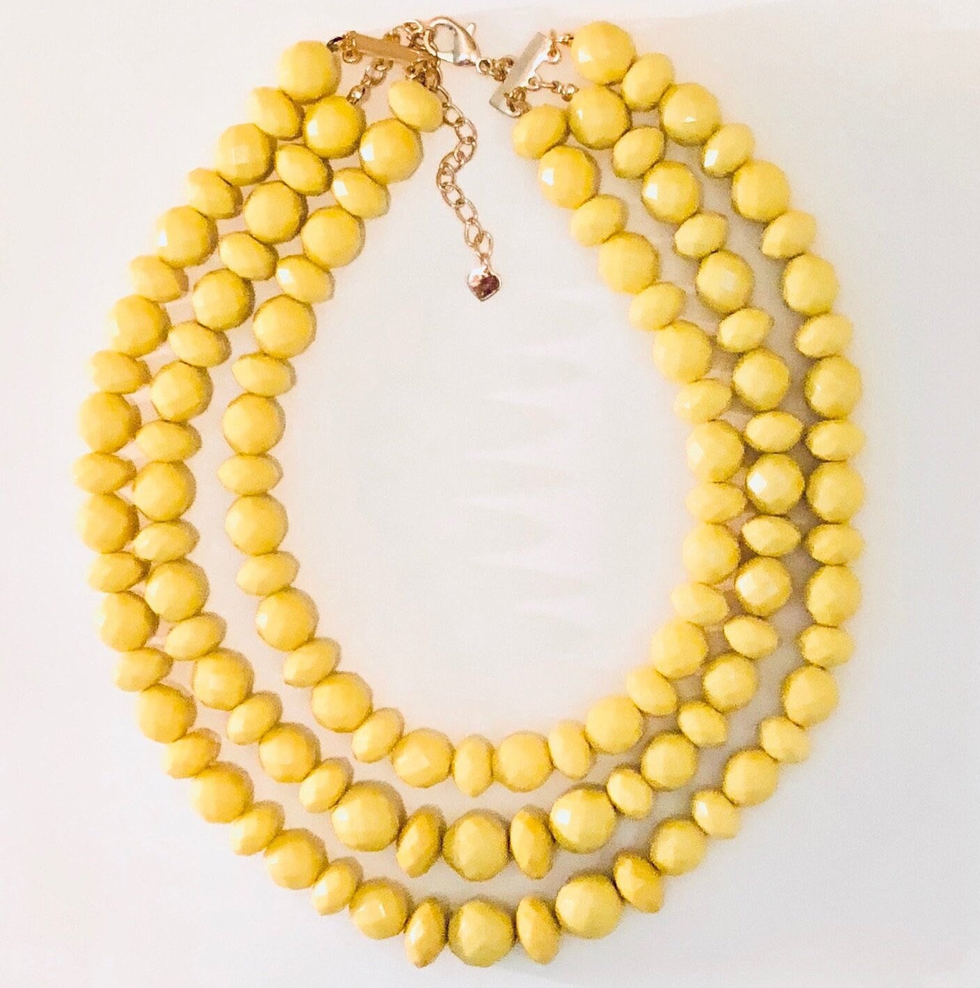 Collana gialla perline gialle sfaccettate tre fili idea | Etsy