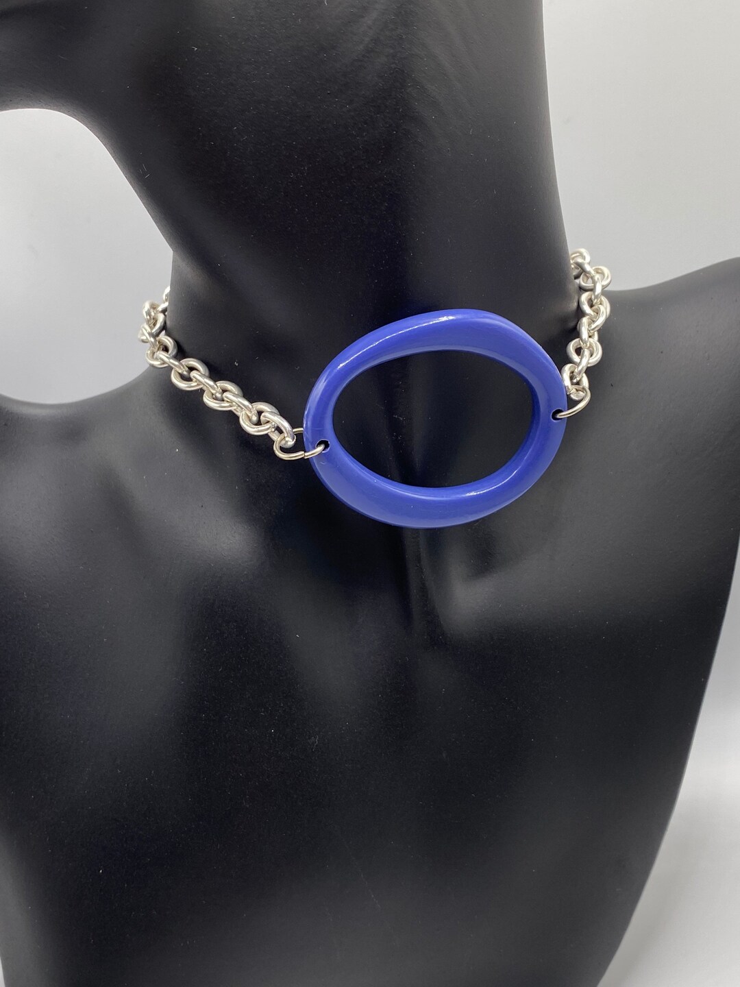 Blue & Silver Choker, Silver Necklace, Blue Choker, Silver Choker ...