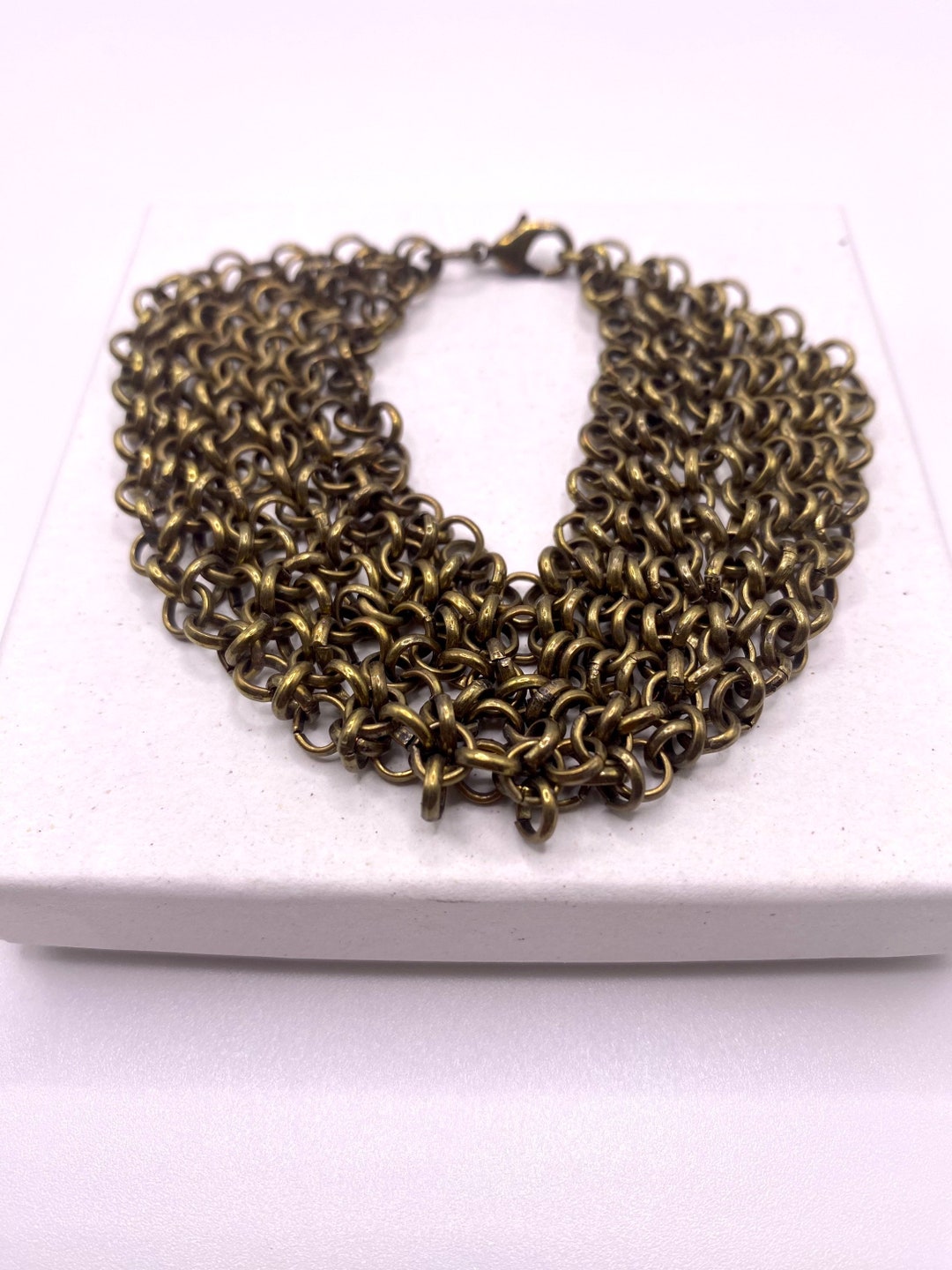 Bracelet maillon chaîne, bracelet bronze, bracelet manchette, bijoux gothiques, bijoux rocker ...