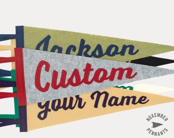Old-fashioned Script Pennant Flag - Sewn Detail - { Customizable ...