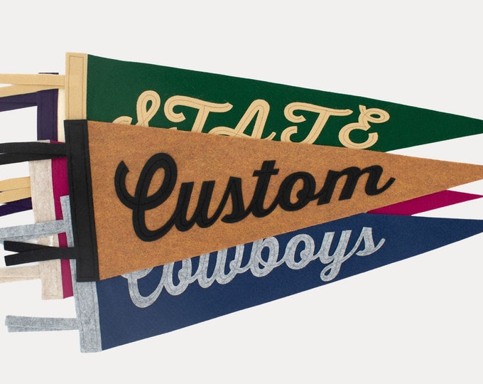 Old-fashioned Script Pennant Flag - Sewn Detail - { Customizable ...