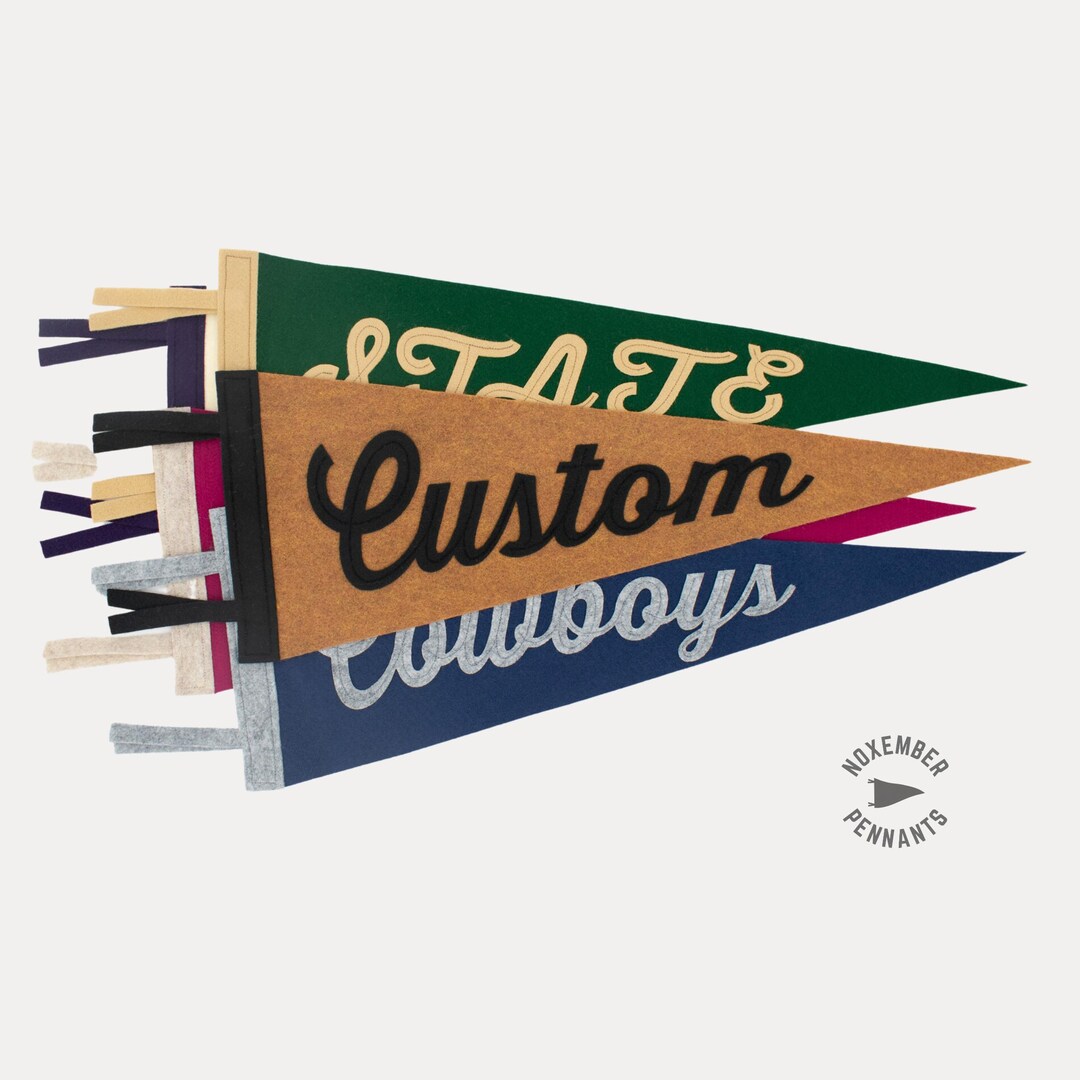 Old-fashioned Script Pennant Flag - Sewn Detail - { Customizable ...
