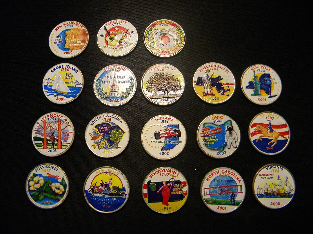 State Quarter Lapel Pins or Brooches Made From Colorized - Etsy