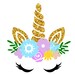 Unicorn With Floral Crown and Gold Glitter Horn - SVG, PNG, EPS, Dxf ...