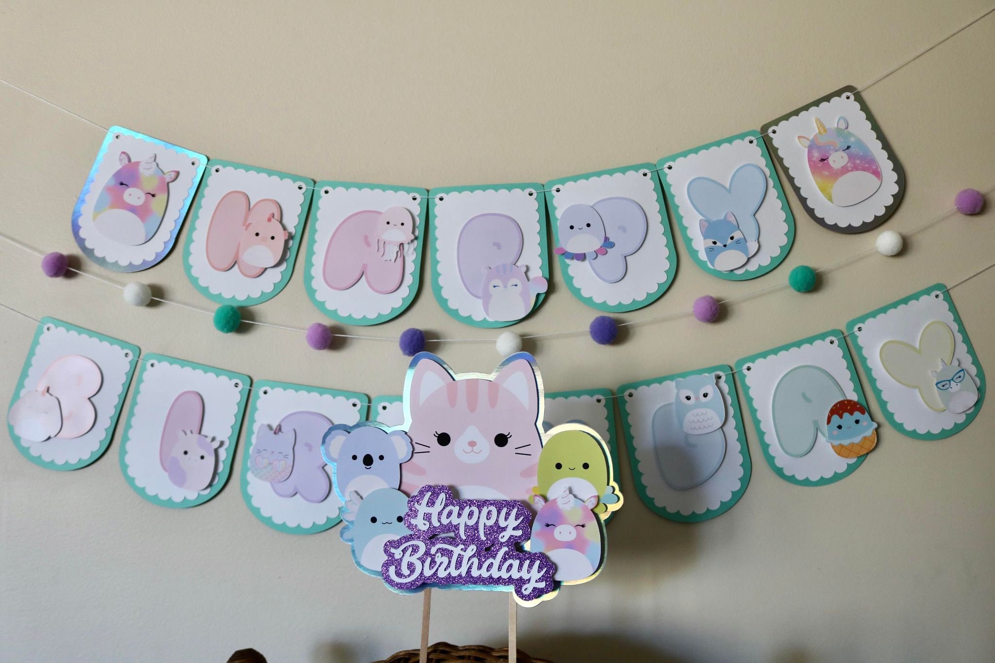 Squishmallow Party BUNDLE Cake Topper, Banner, Cupcake Toppers, T-shirt ...