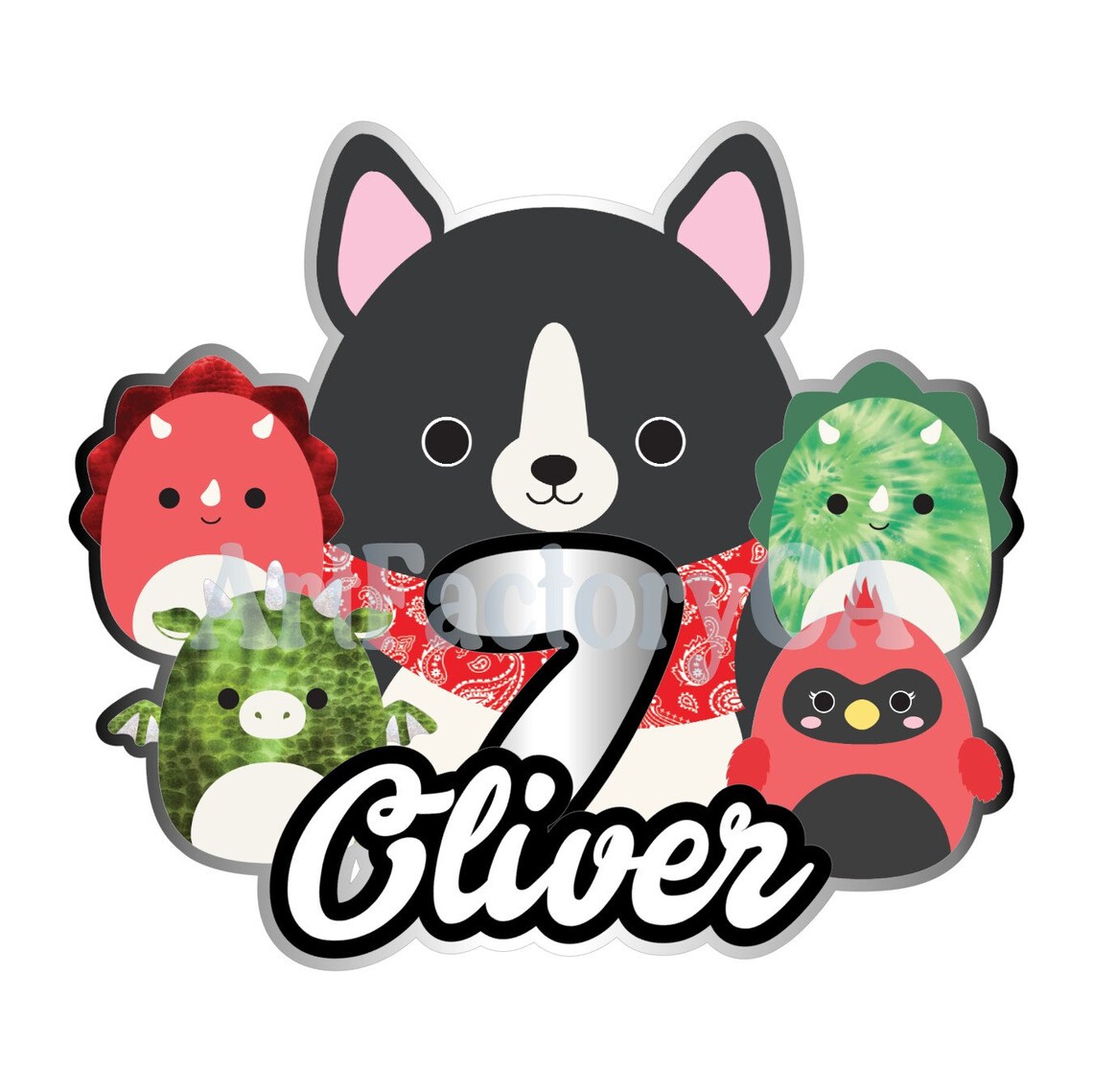 Squishmallow Boy Cake Topper Design, Custom Name and Age SVG, PNG ...