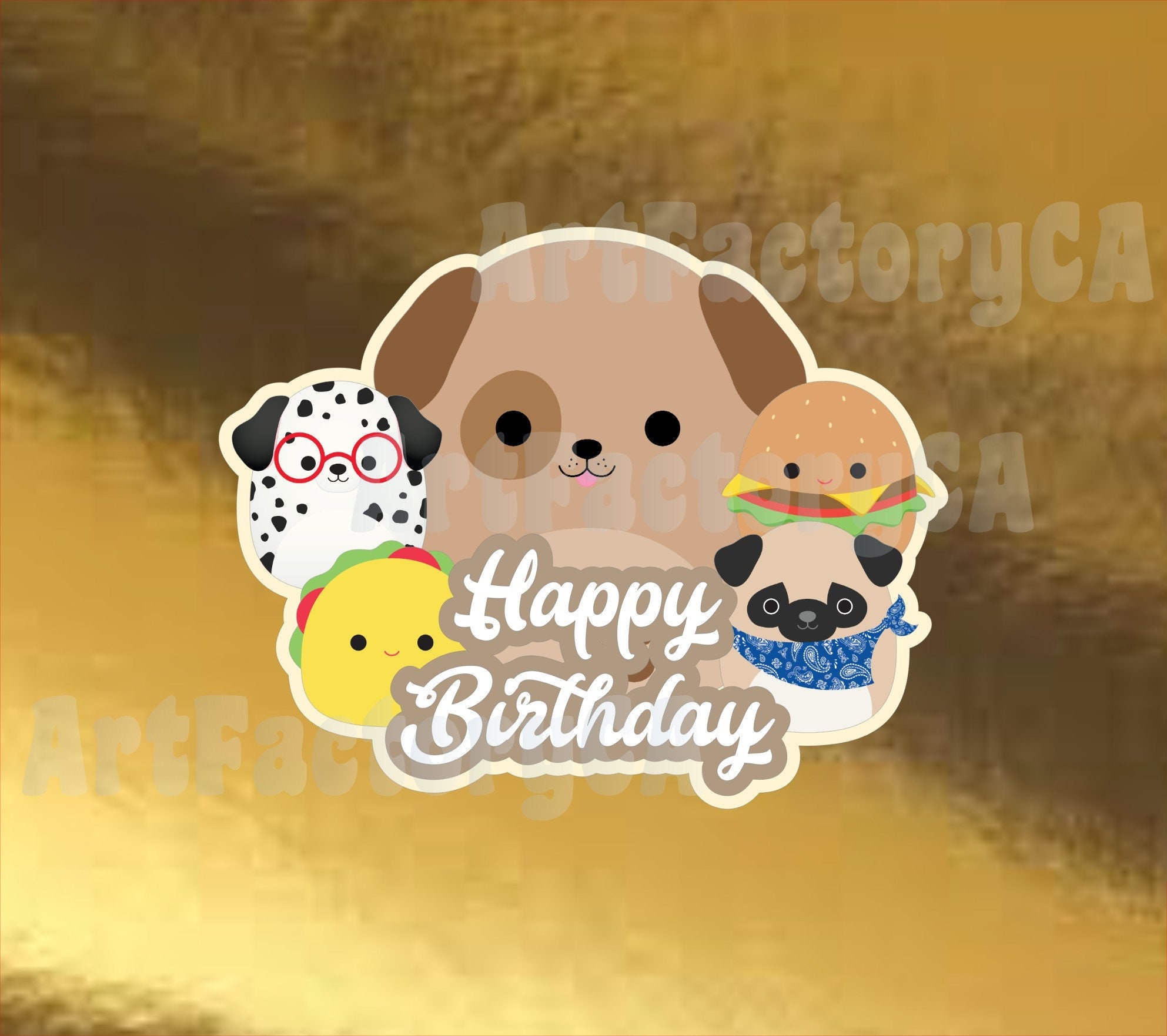 Squishmallow Brown Puppy Food Boy Cake Topper Design - SVG, PNG, Studio ...