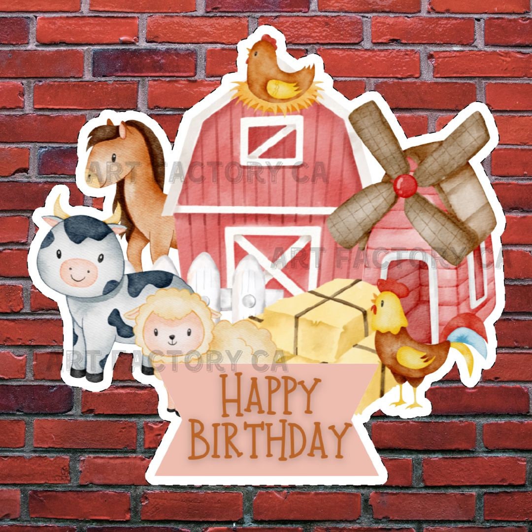 Watercolor Farm Cake Topper to Print Digital File - Etsy