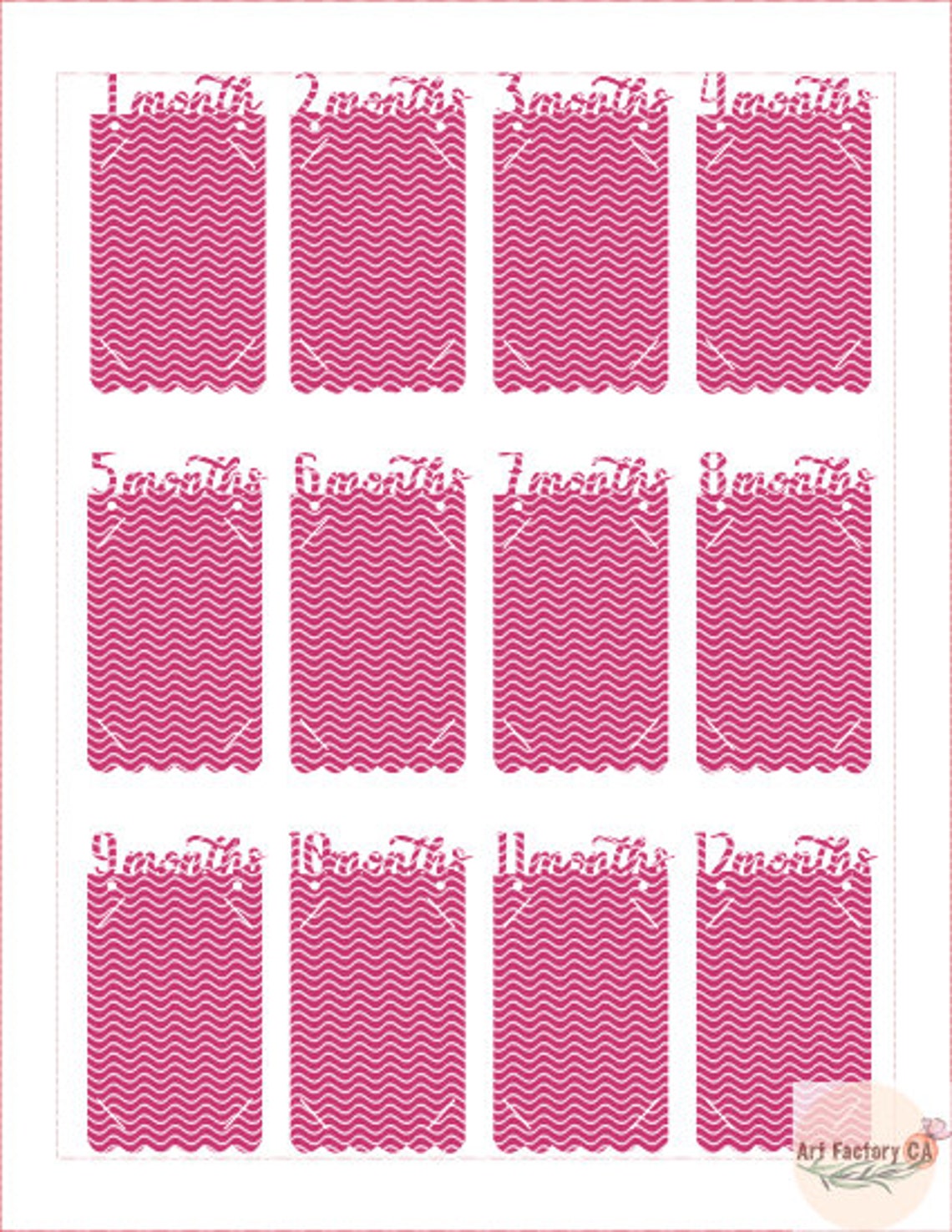 12 Months Banner SVG, PNG, Studio, for Silhouette Cameo, Cricut Etc ...