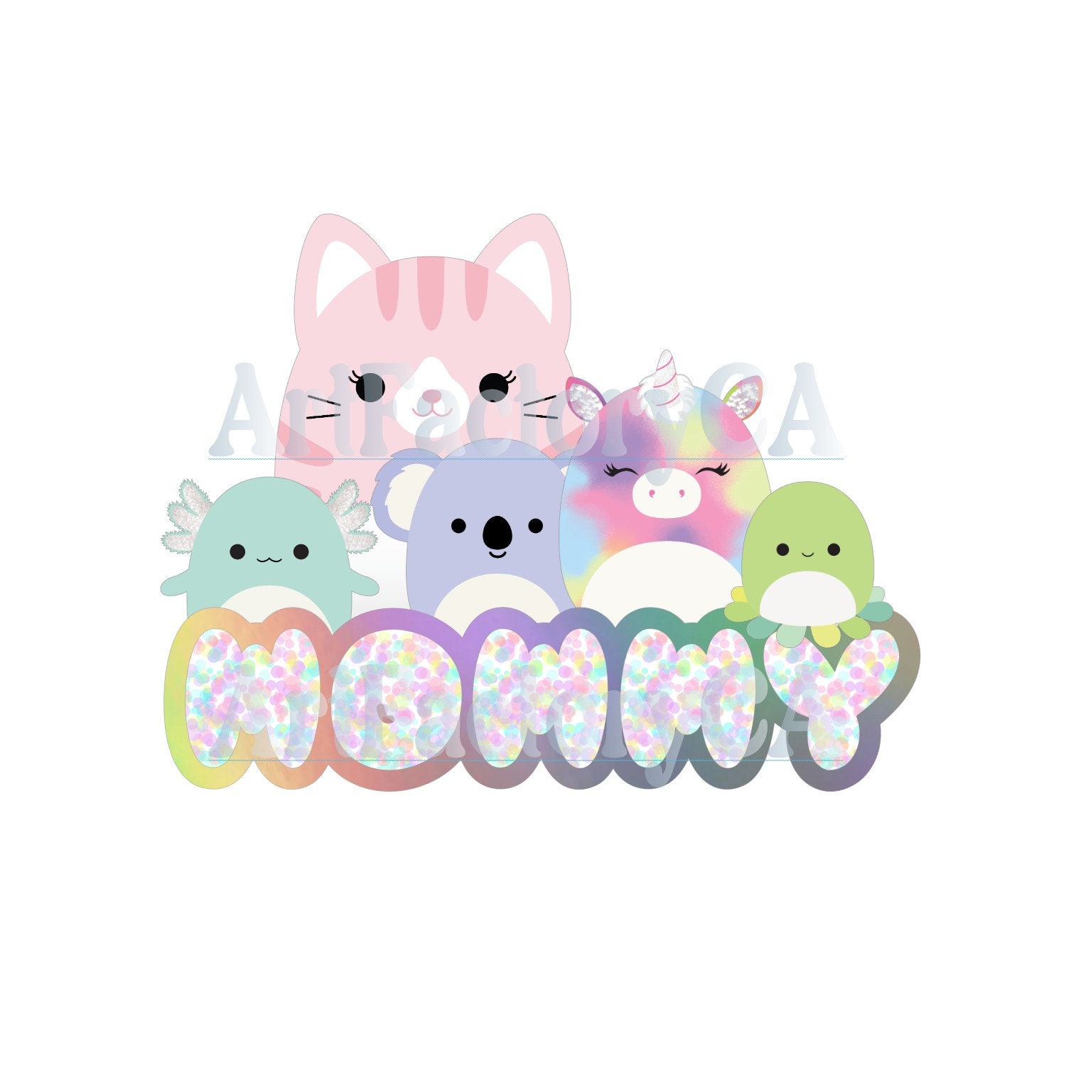 Squishmallow Pastel Colors T-shirt Design Family Bundle - SVG, PNG ...