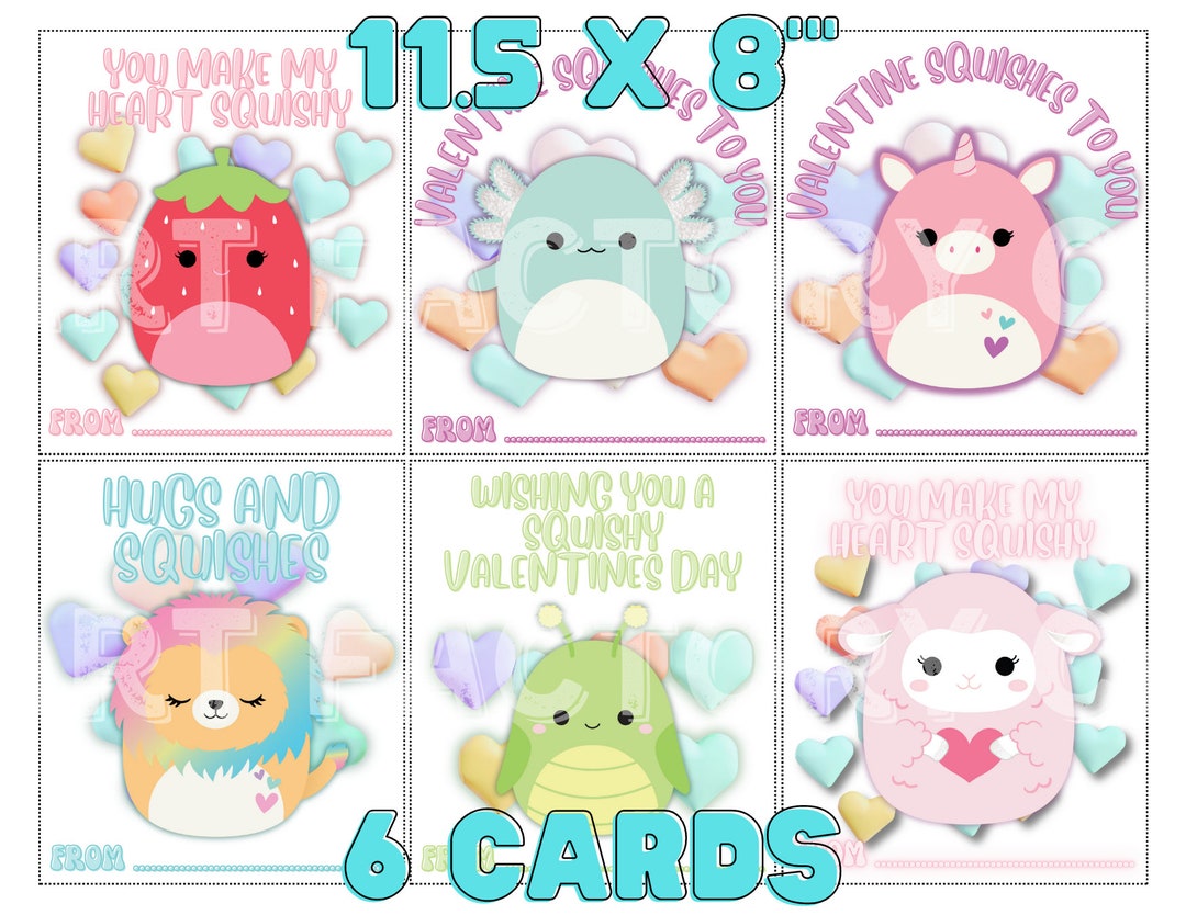 Squishmallows Valentine Cards, Squishmallow Valentine Print for Kids ...