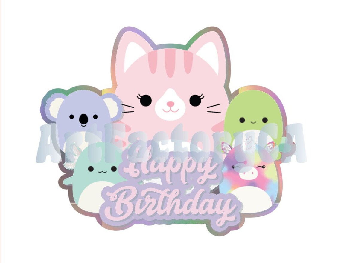 Squishmallow Cake Topper and Cupcake Toppers Design - SVG, PNG, Studio ...