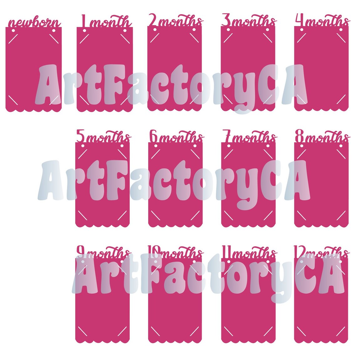 12 Months Banner - SVG, PNG, Studio, for Silhouette Cameo, Cricut Etc ...