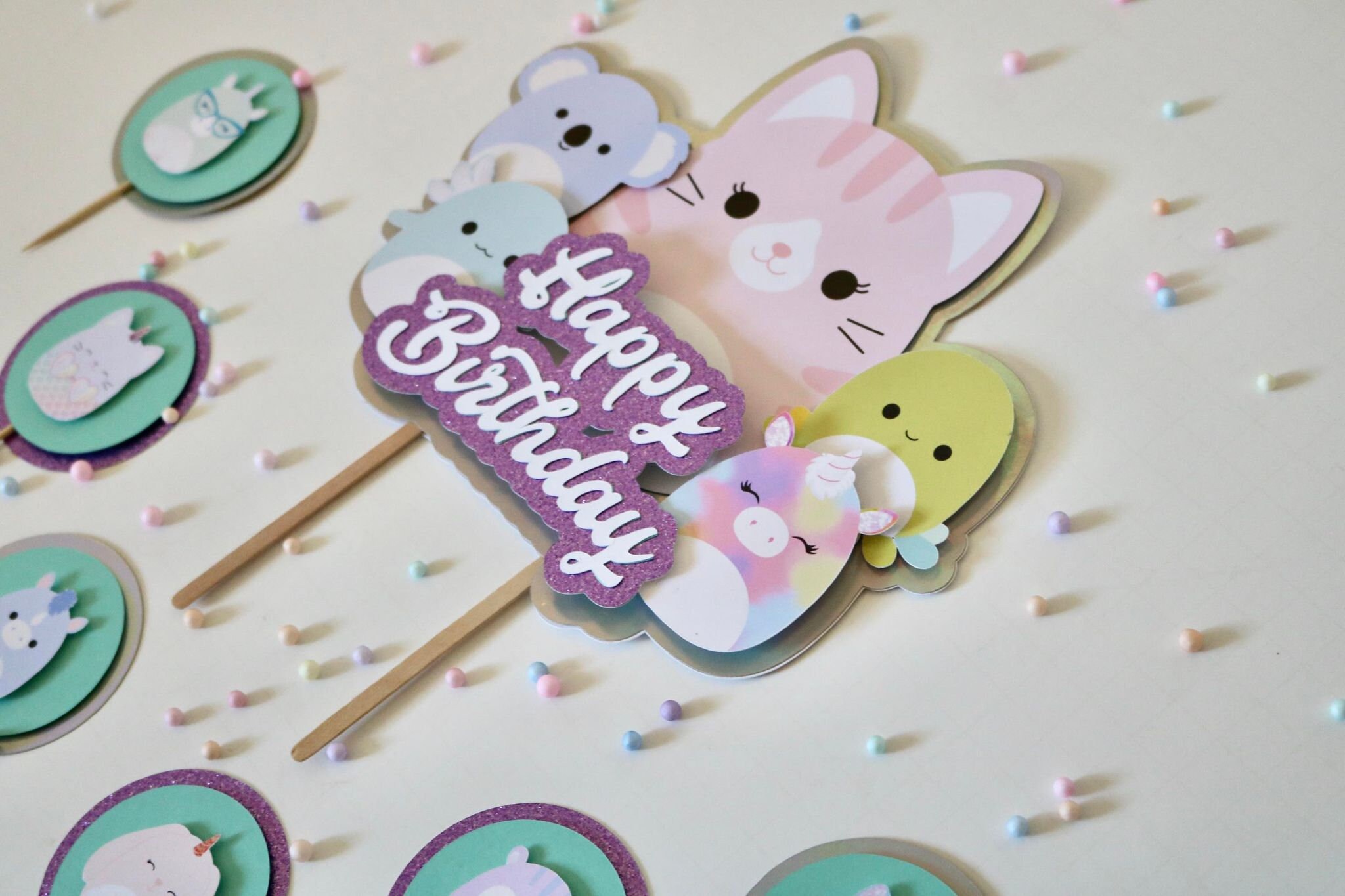 Squishmallow Party BUNDLE Cake Topper, Banner, Cupcake Toppers, T-shirt ...
