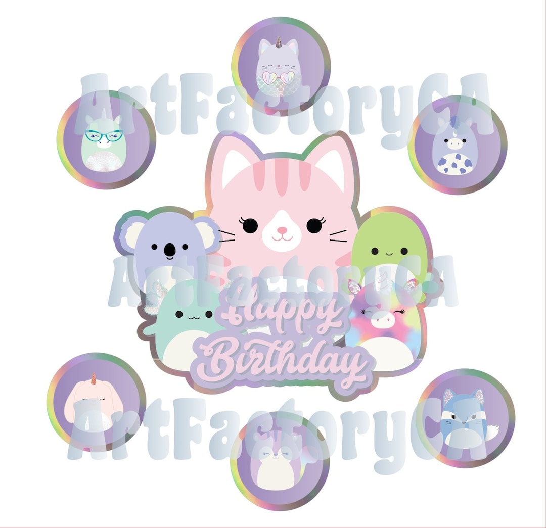 Squishmallow Cake Topper and Cupcake Toppers Design - SVG, PNG, Studio ...