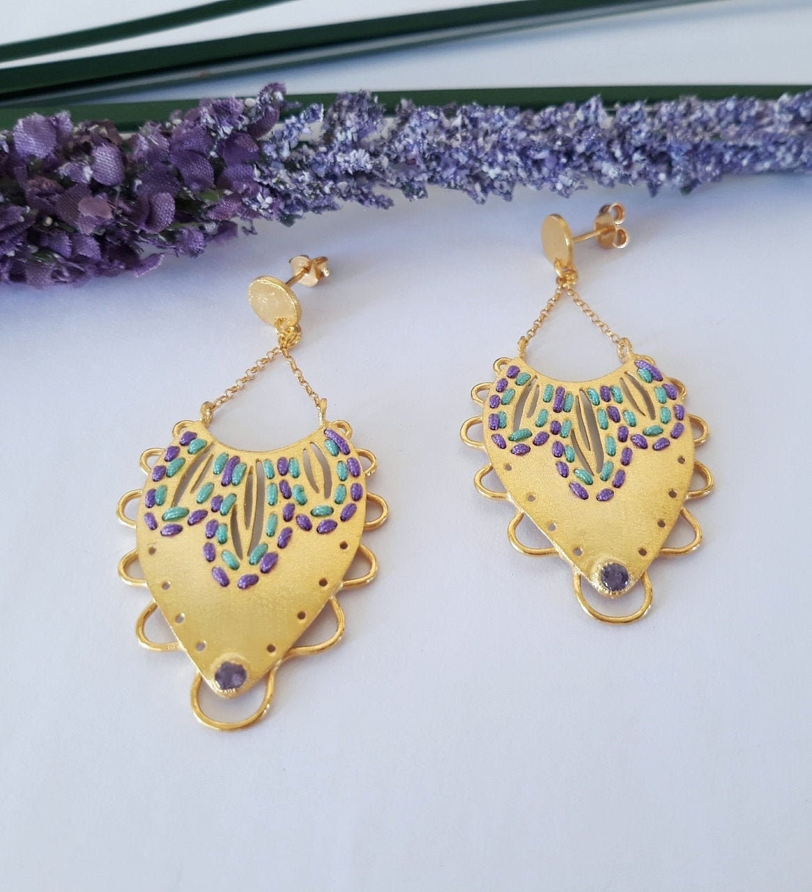 Silver Boho Dangle Earrings,boho Style Earring,dangle Earrings,amethyst ...