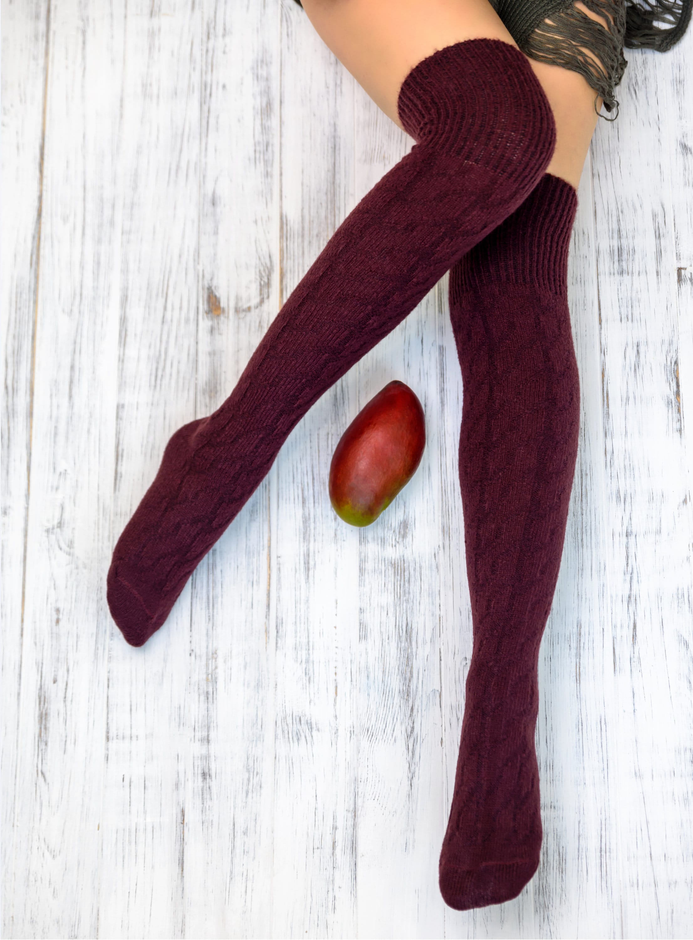 Wool Socks Thigh High Socks Grey Over the Knee Socks Knitted Socks ...