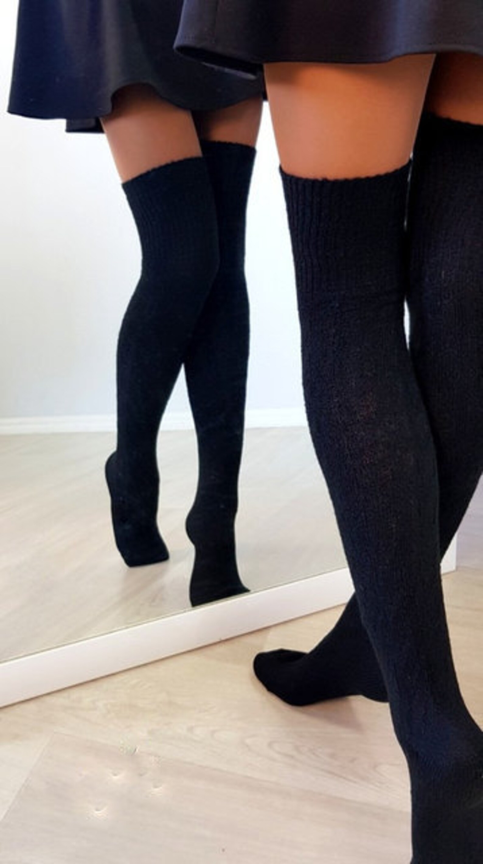 Thigh High Socks Black Wool Boot Socks Knee High Socks Winter - Etsy
