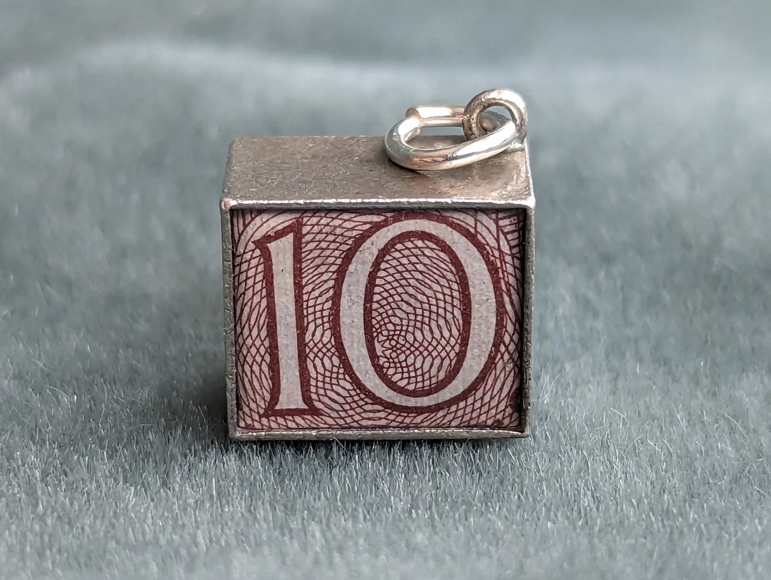 Vintage Silver Emergency Break Glass Ten Shilling Note Charm Pendant ...