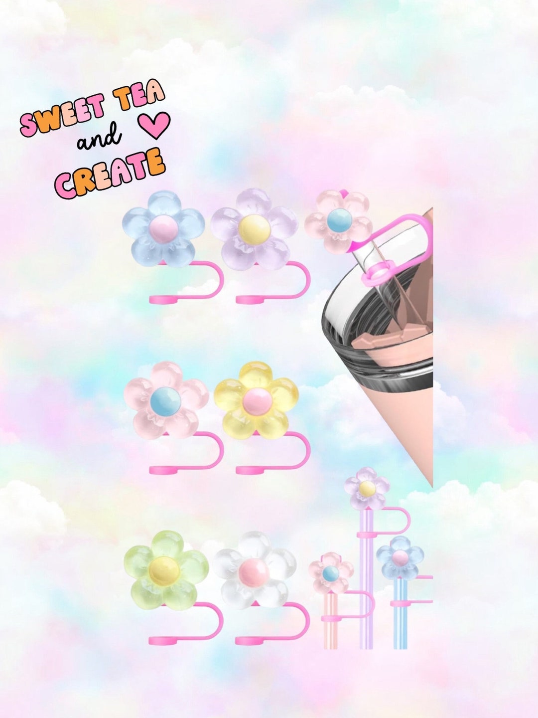 Daisy Flower Straw Toppers - Etsy