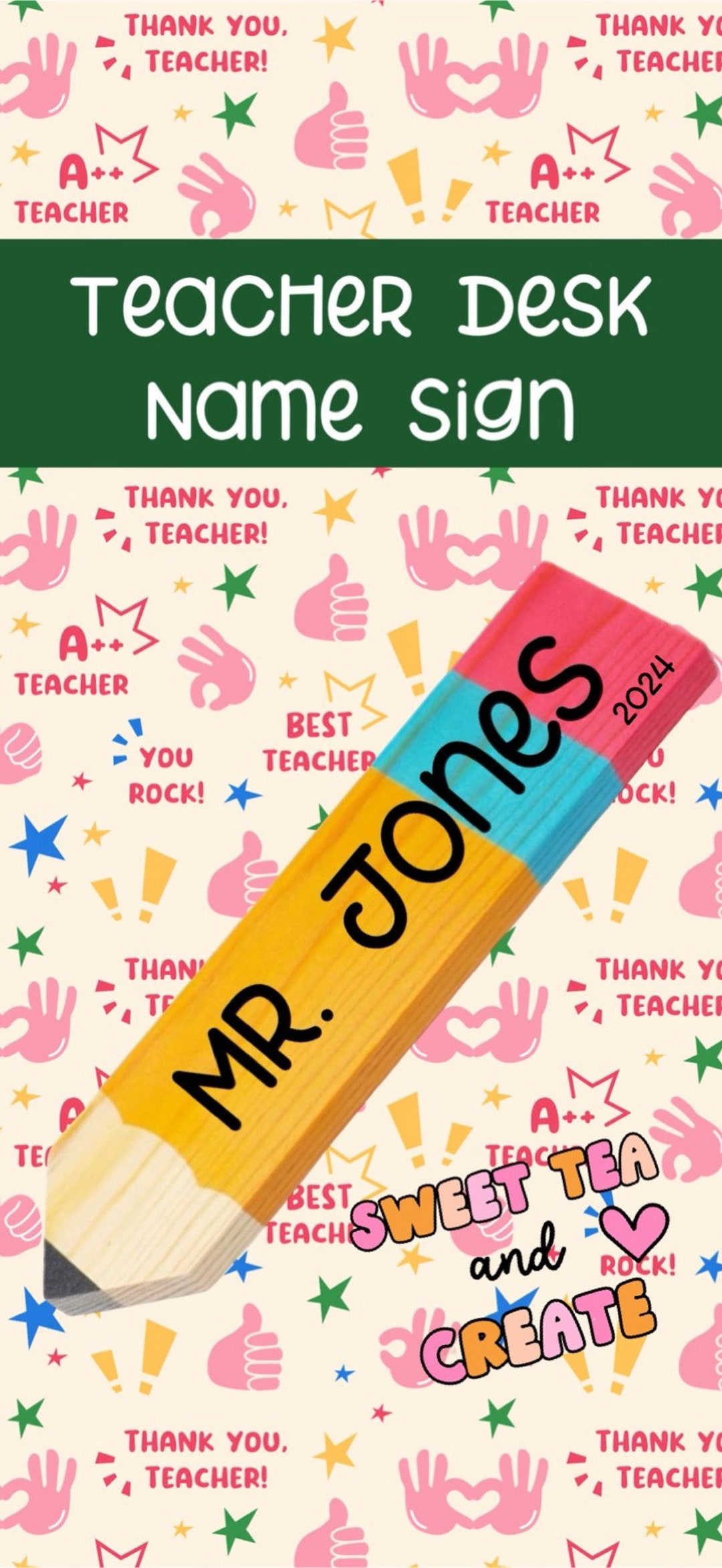 Personalized Teacher Pencil Desk Sign - Etsy