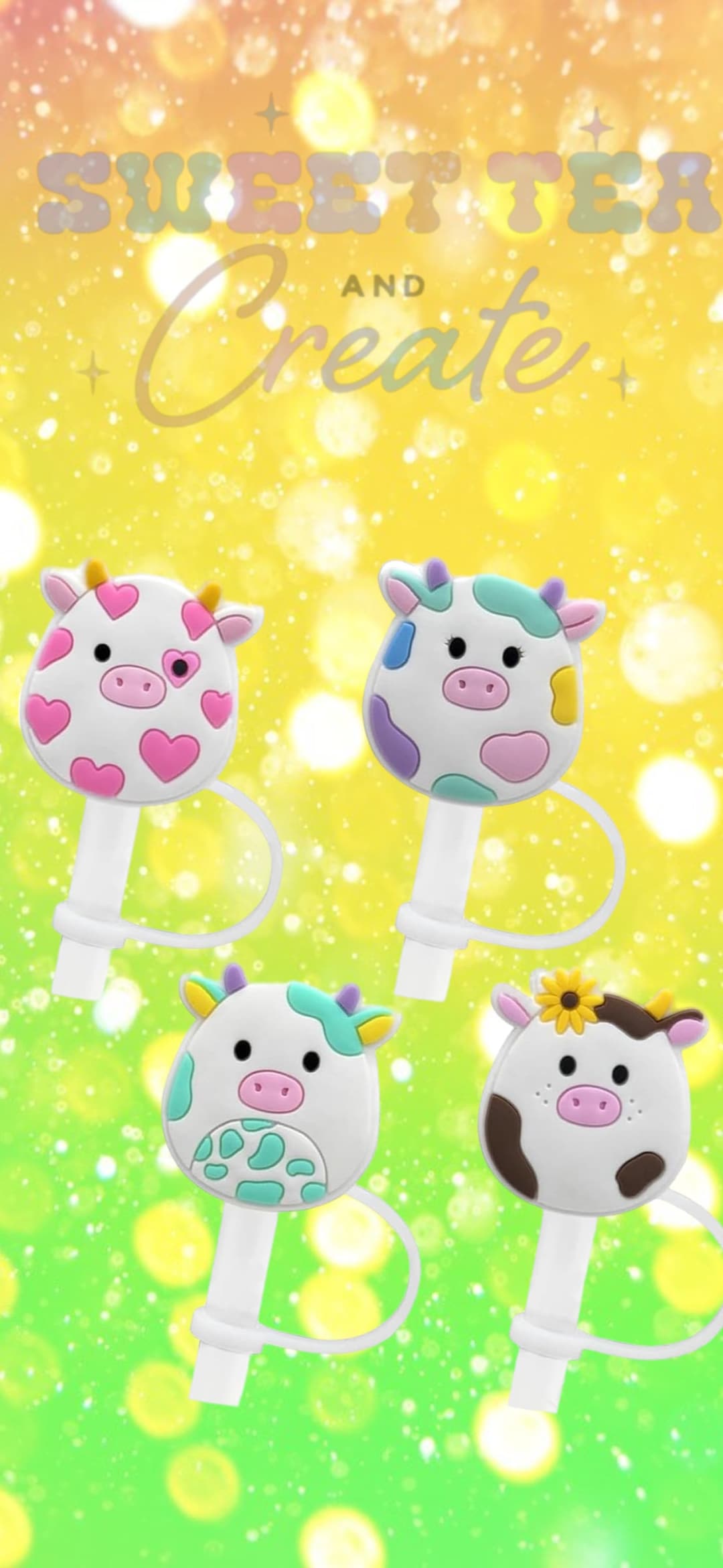 Cute Cow Straw Topper - Etsy