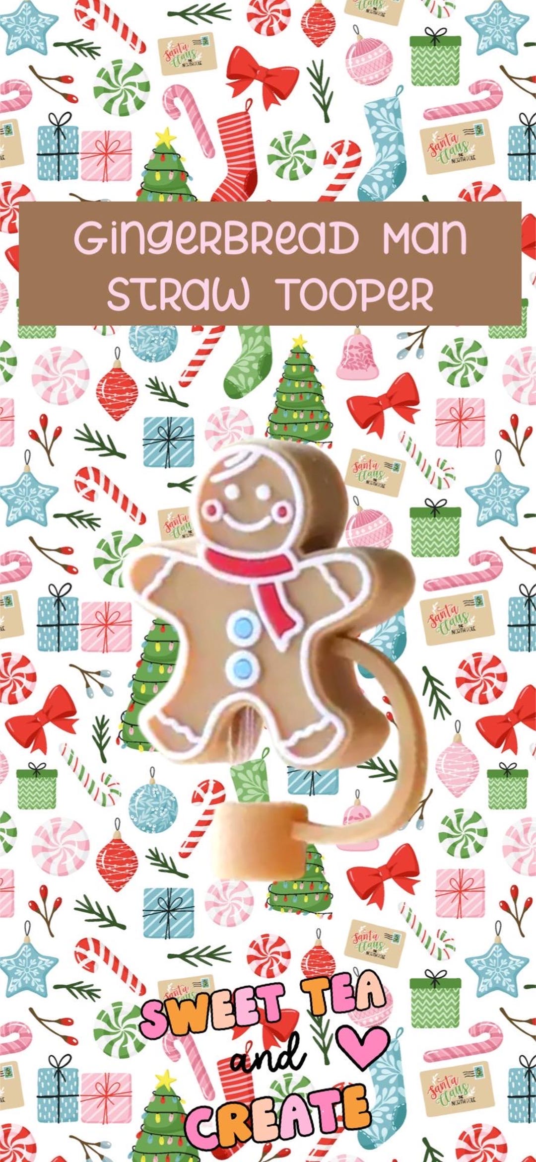 Gingerbread Man Straw Topper - Etsy