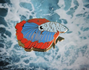 Black Betta Fish Enamel Pin, Betta Fish, Betta, Betta Pin, Fish Pin ...