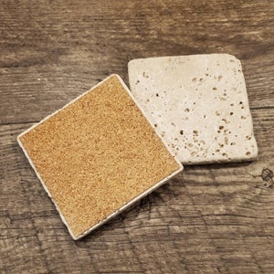 Stone Tile Coaster Set, Square Travertine Coaster Gift Set, Natural ...
