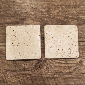 Stone Tile Coaster Set, Square Travertine Coaster Gift Set, Natural ...