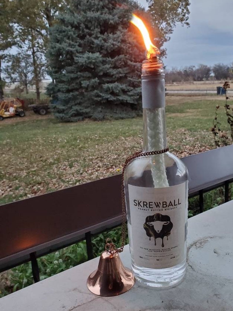 Tiki Torch Skrewball Whiskey Bottle and Copper Snuffer, Skrewball ...