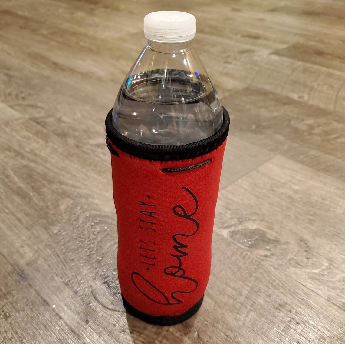 Neoprene Bottle Cooler Sleeve With Carabiner and Cinch Cord, Lets Stay ...
