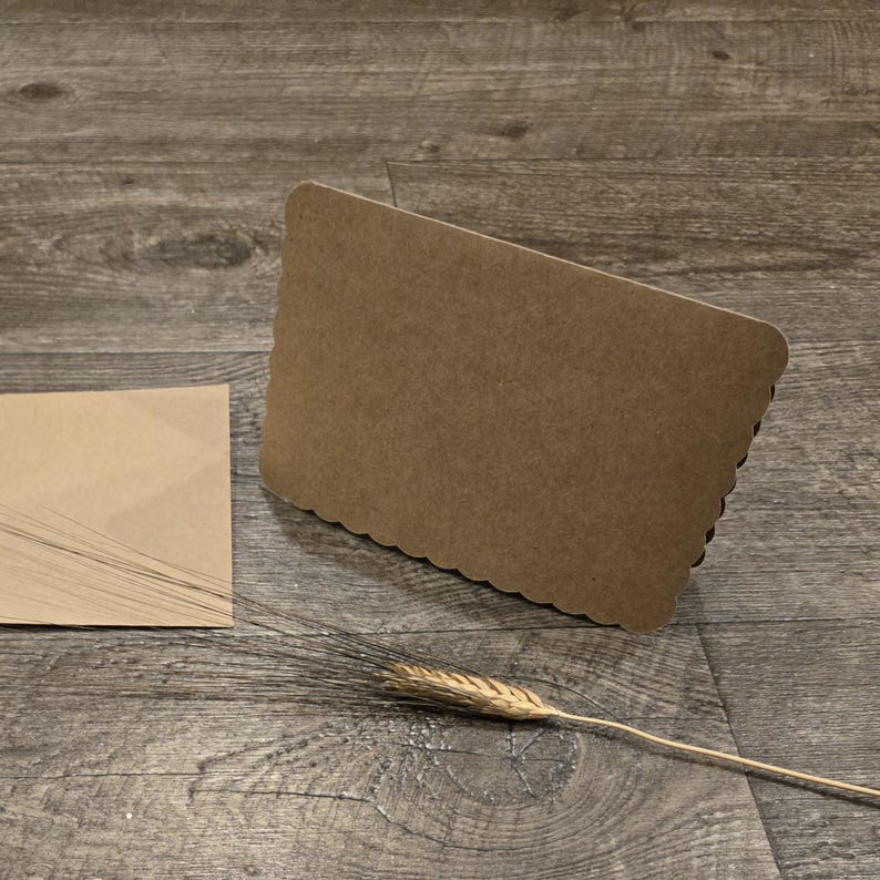Kraft Brown Scalloped A7 Cardstock Set: 7x5 Blank Cards With Matching ...
