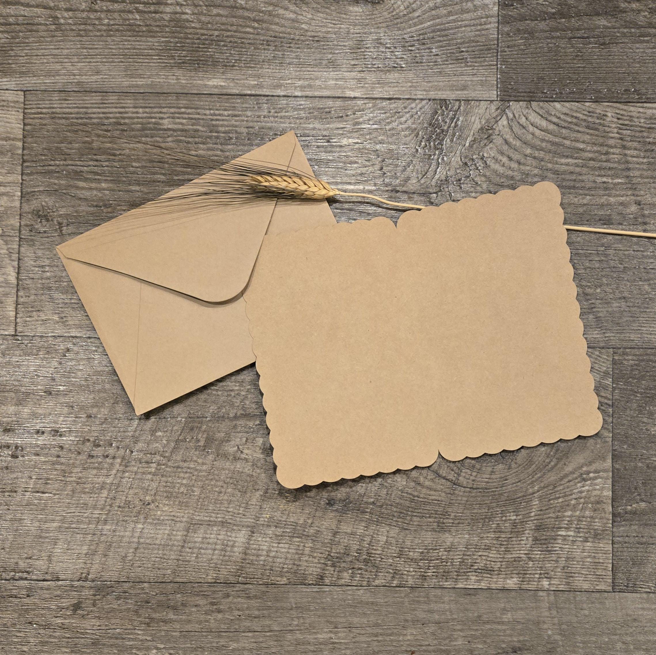 Kraft Brown Scalloped A7 Cardstock Set: 7x5 Blank Cards With Matching ...