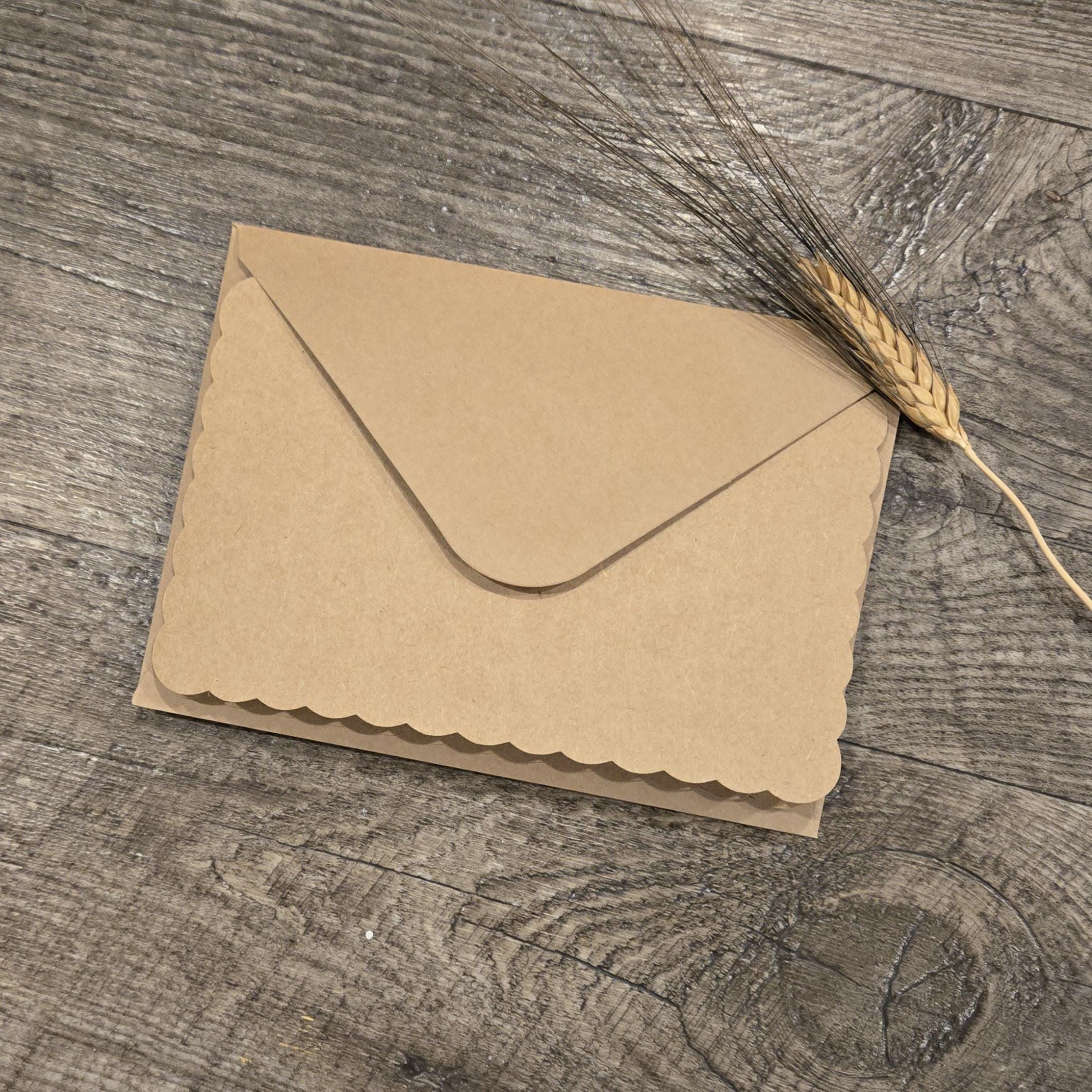 Kraft Brown Scalloped A7 Cardstock Set: 7x5 Blank Cards With Matching ...