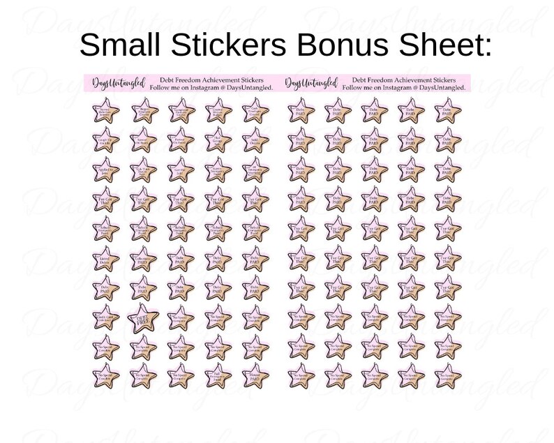 Printable Debt Freedom Achievement Stickers - Trackers - Stars ...