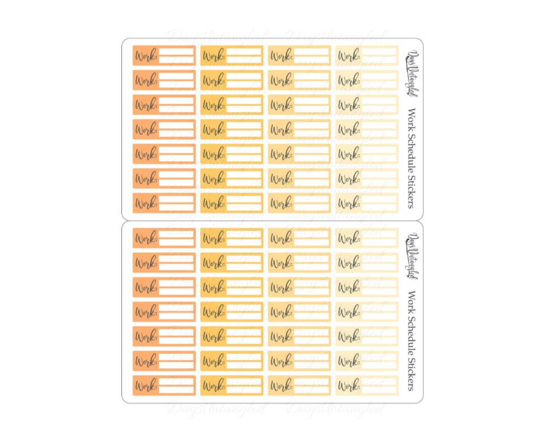 Orange Printable Work Schedule Stickers Functional Trackers - Etsy