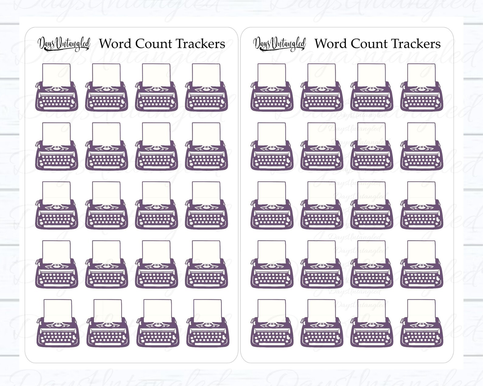Printable Word Count Stickers for Writers Nanowrimo Typewriter Trackers ...